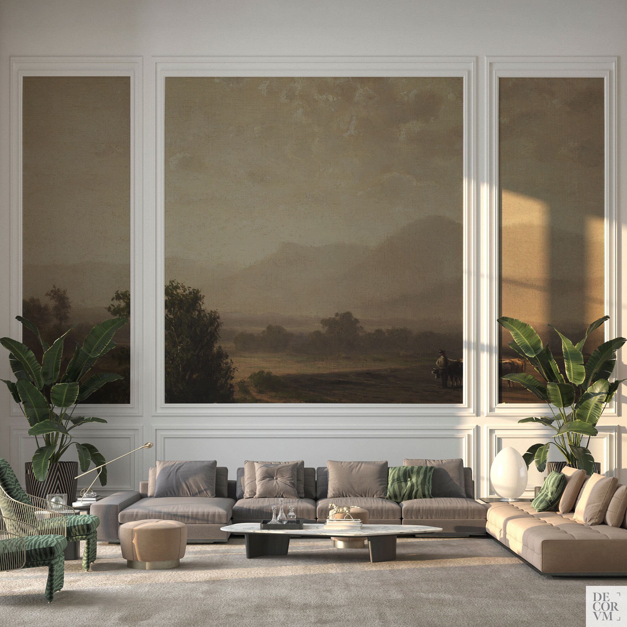 Napa Valley Mural Wallpaper. Wide Landscape in Sepia Tones, Vintage ...