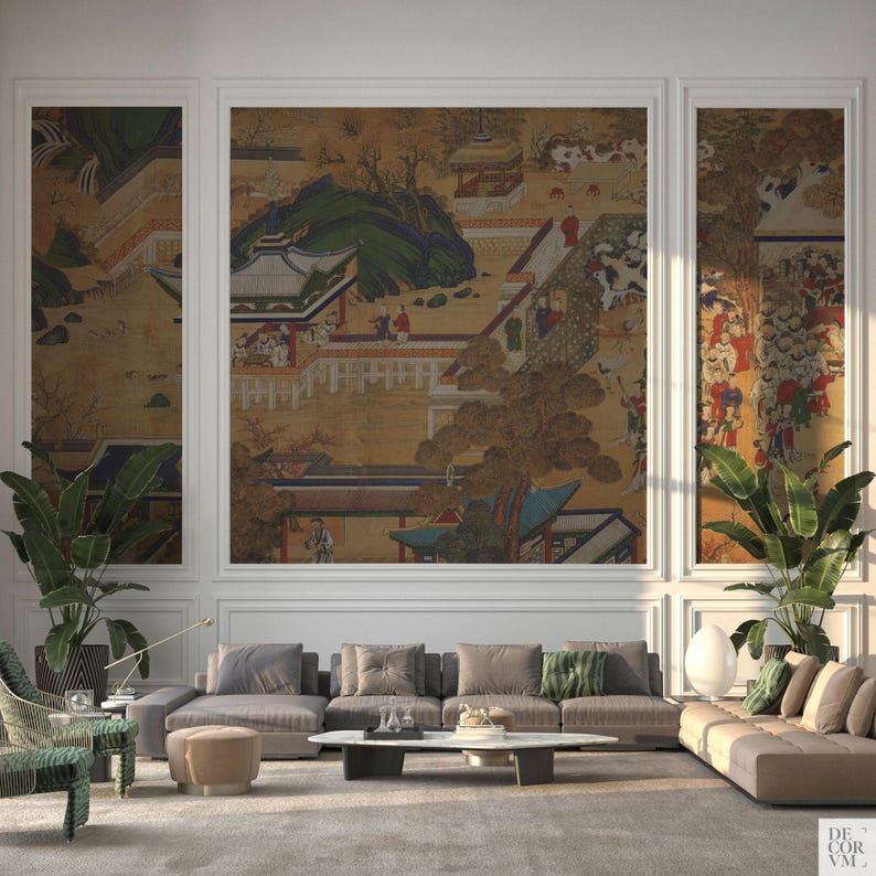 Antique Korean Panel Wallpaper Reproduction From the 18th Century ...