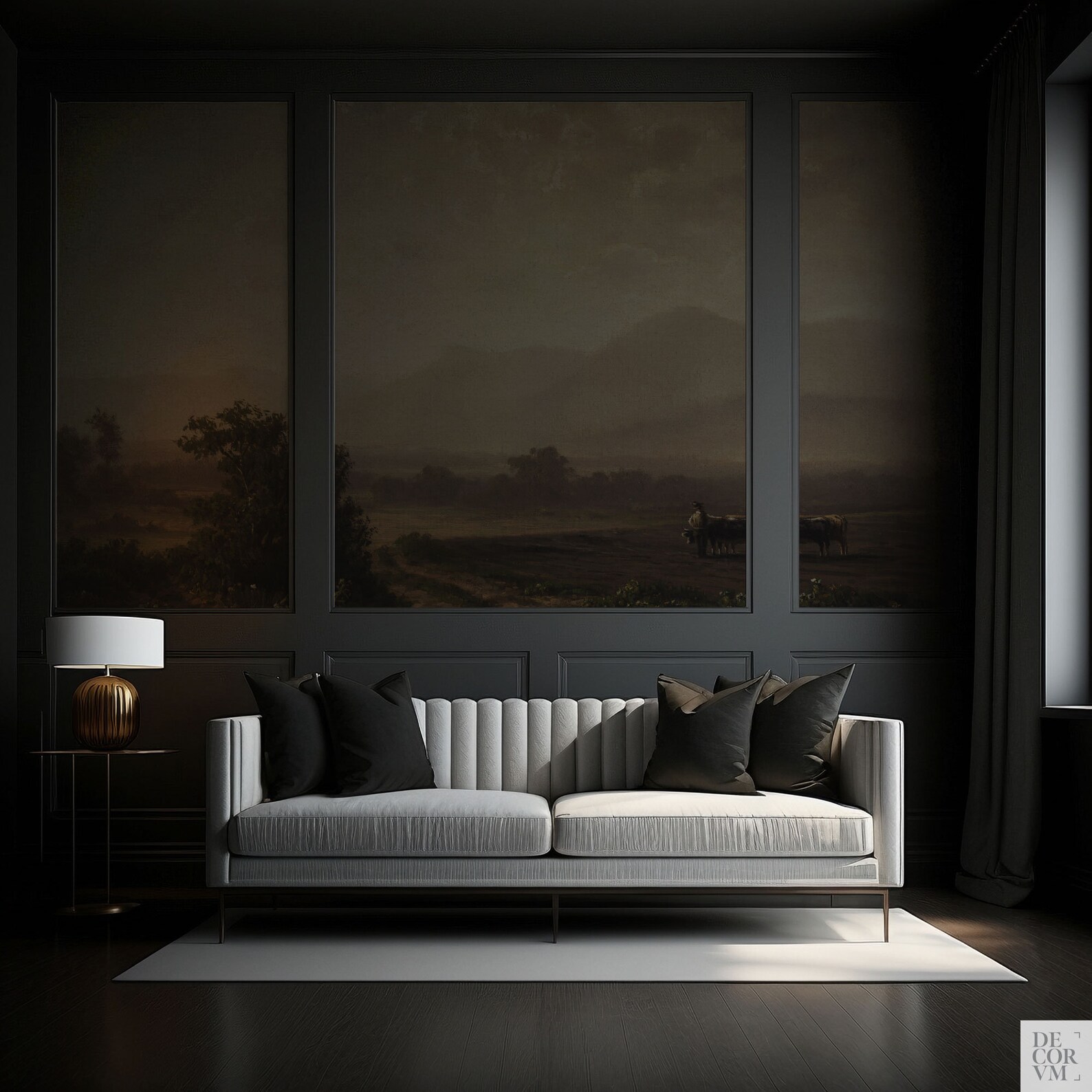 Napa Valley Mural Wallpaper. Wide Landscape in Sepia Tones, Vintage ...