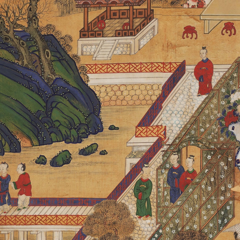 Antique Korean Panel Wallpaper Reproduction From the 18th Century ...