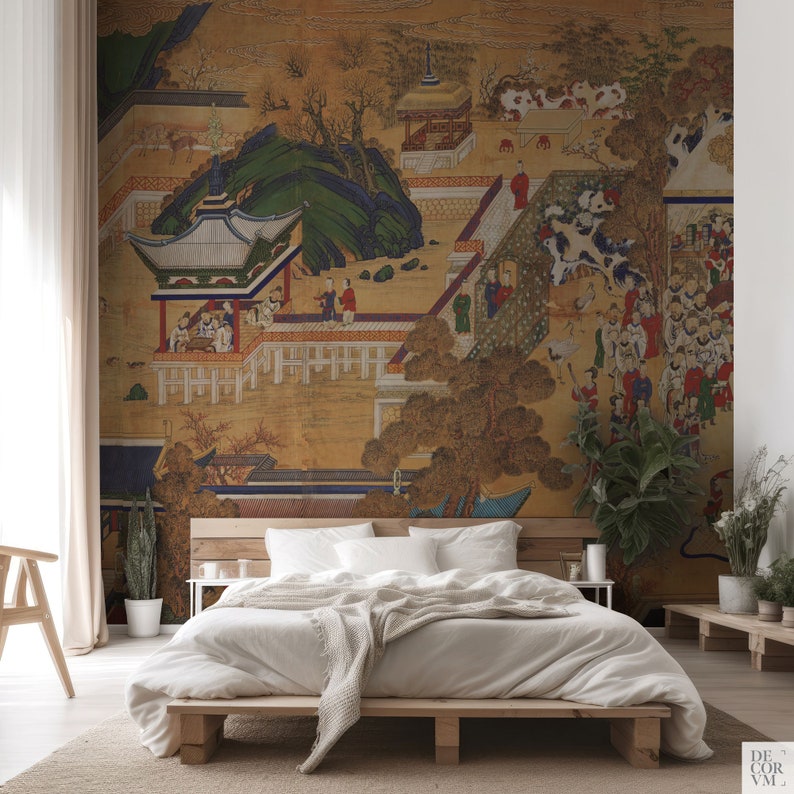 Antique Korean Panel Wallpaper Reproduction From the 18th Century ...