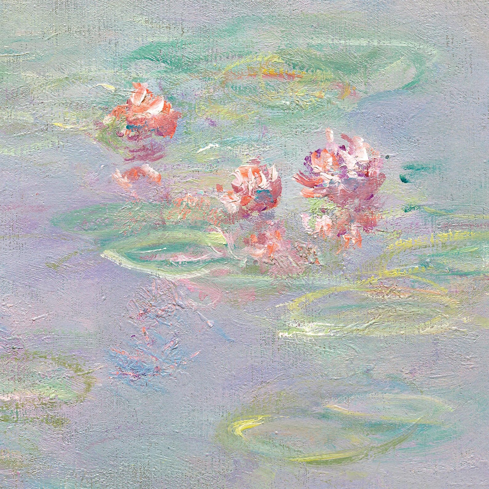 Claude Monet Peel and Stick Wallpaper of Water Lilies in Pastel Colors ...
