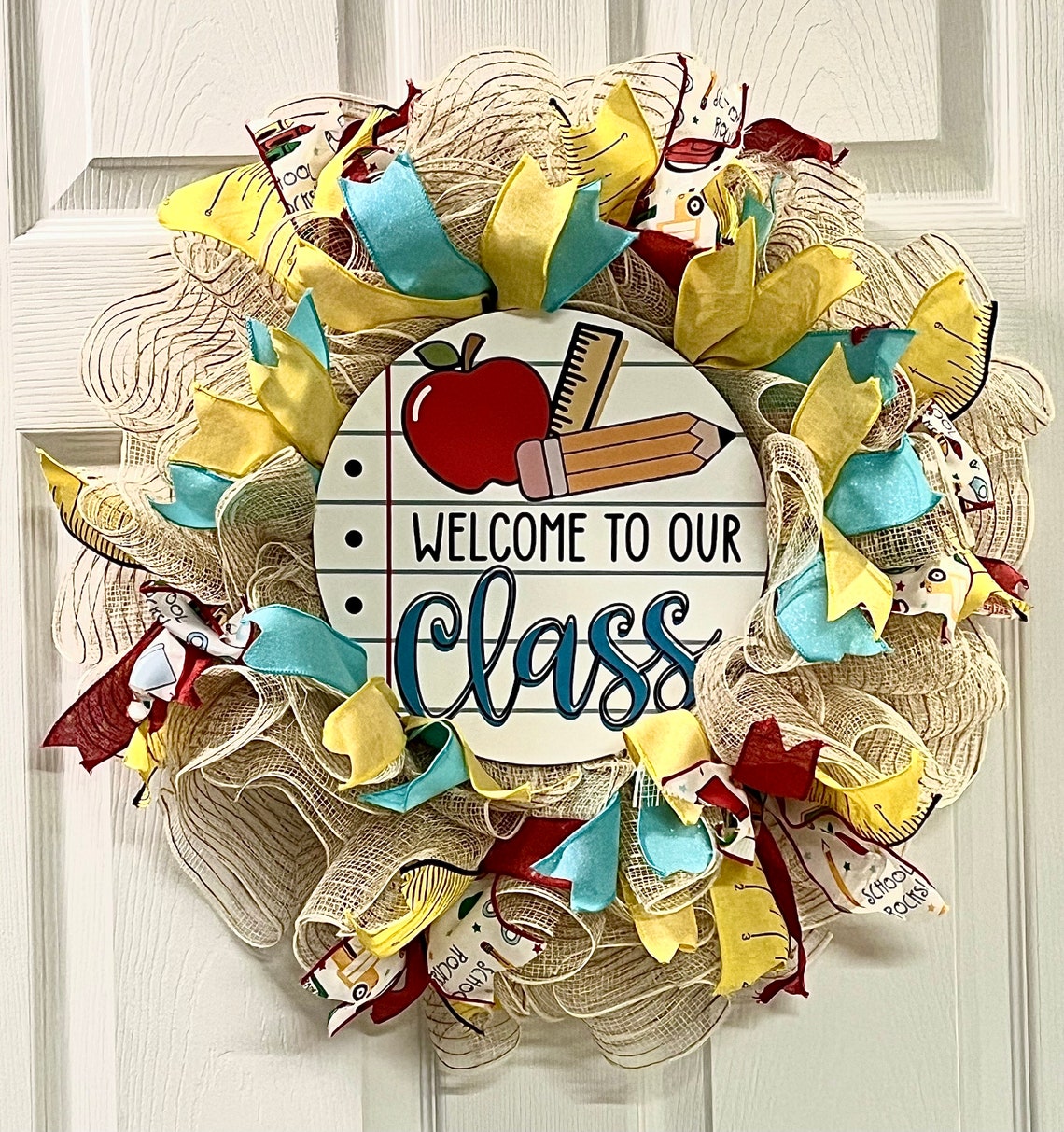 Teacher Wreath, Classroom Wreath, Welcome Wreath, Door Wreath - Etsy