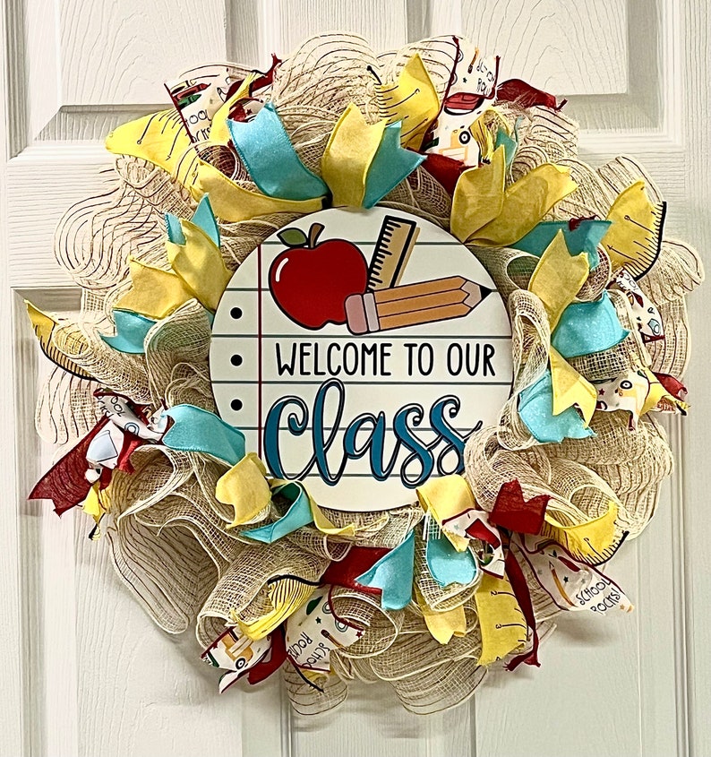 Teacher Wreath, Classroom Wreath, Welcome Wreath, Door Wreath - Etsy