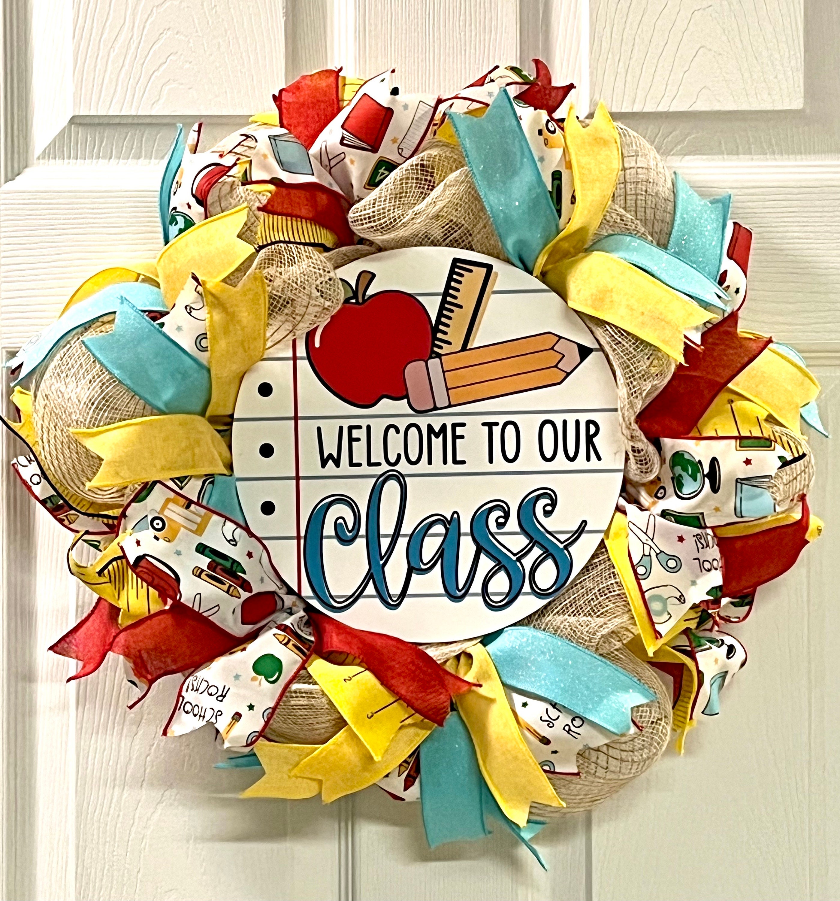 Teacher Wreath, Classroom Wreath, Welcome Wreath, Door Wreath - Etsy