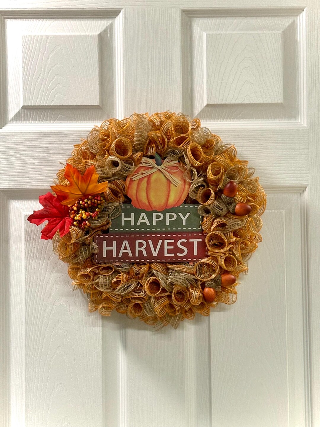 Mini Fall Wreath: Happy Harvest Door Decor (10” Frame) - Etsy
