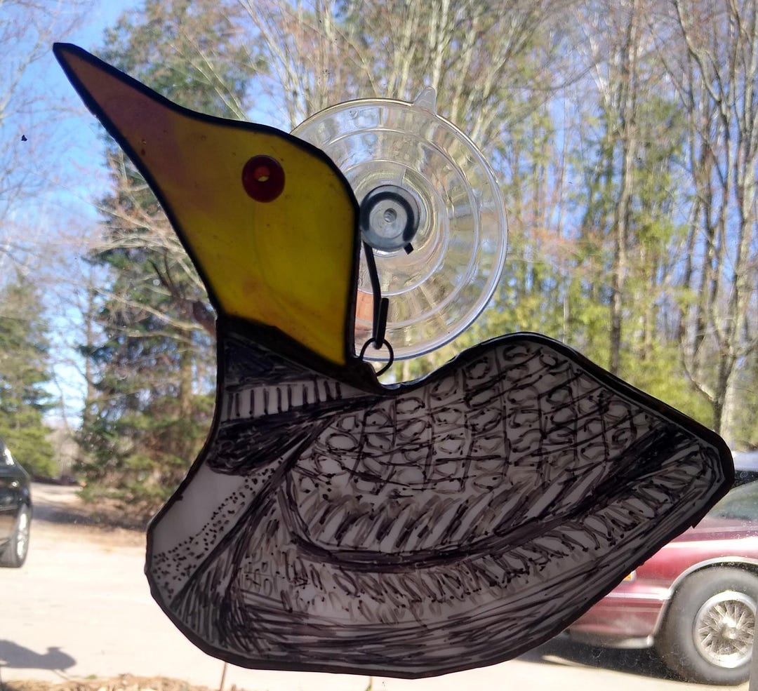 Hand-painted Loon Window Decoration: Detailed Feather Design - Etsy