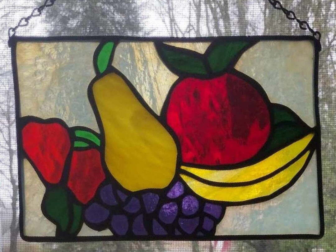 Stained Glass Fruit Panel: Kitchen Window Decor - Etsy