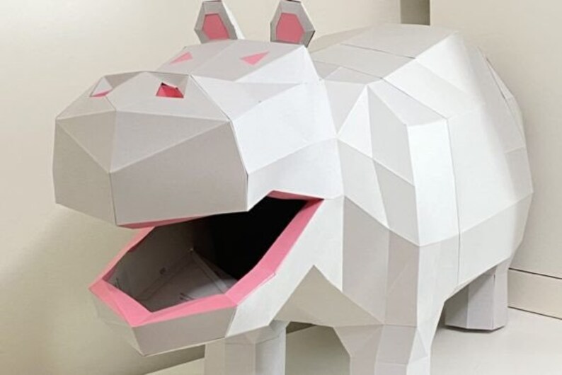 Animal 3d Svg Crafts Hippo Paper Sculpture - Etsy