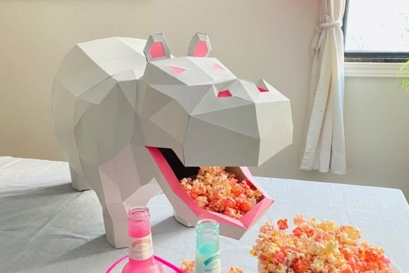 Animal 3d Svg Crafts Hippo Paper Sculpture - Etsy