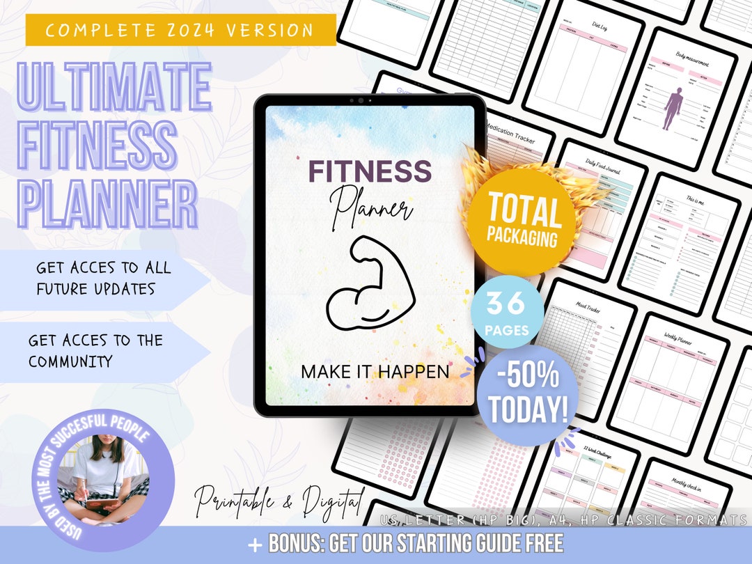 Ultimate Fitness Planner 12-week Workout Log, Meal Tracker, Goal ...