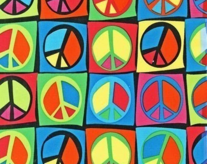 Robert Kaufman Flower Child Peace Signs Bright Fabric by the Yard - Etsy
