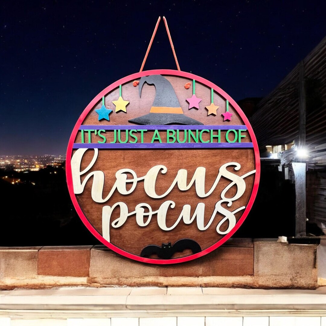 It’s Just a Bunch of Hocus Pocus Halloween Door Sign - Etsy