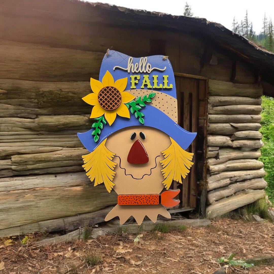 Scarecrow “hello Fall” Blue Hat - Etsy