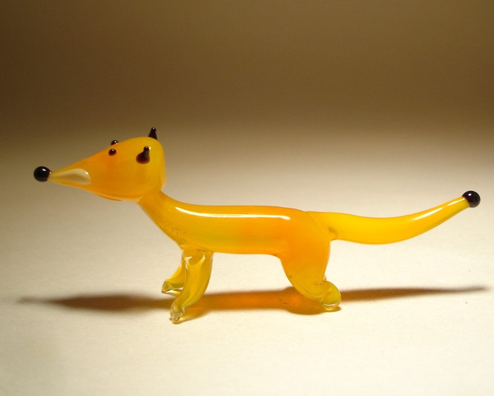Handmade Blown Glass Small Animal Figurine Orange FOX - Etsy