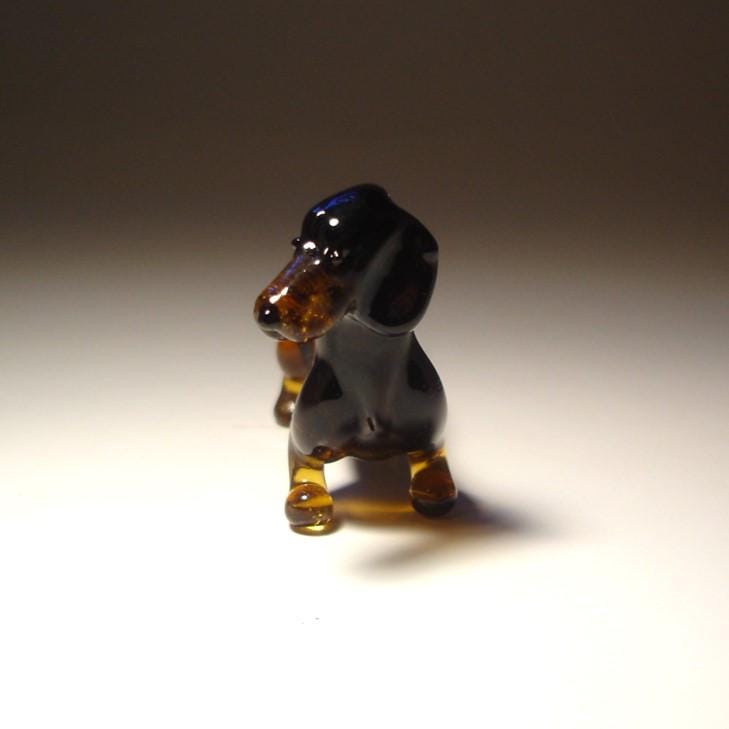 Handmade Blown Glass Dog Wiener DACHSHUND Figurine Black - Etsy