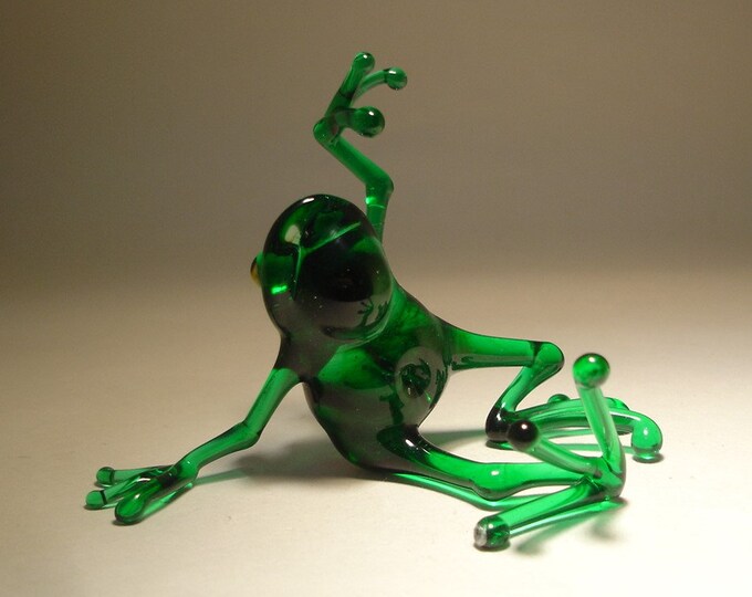 Blown Glass Art Figurine Green Dancing Frog 1 - Etsy