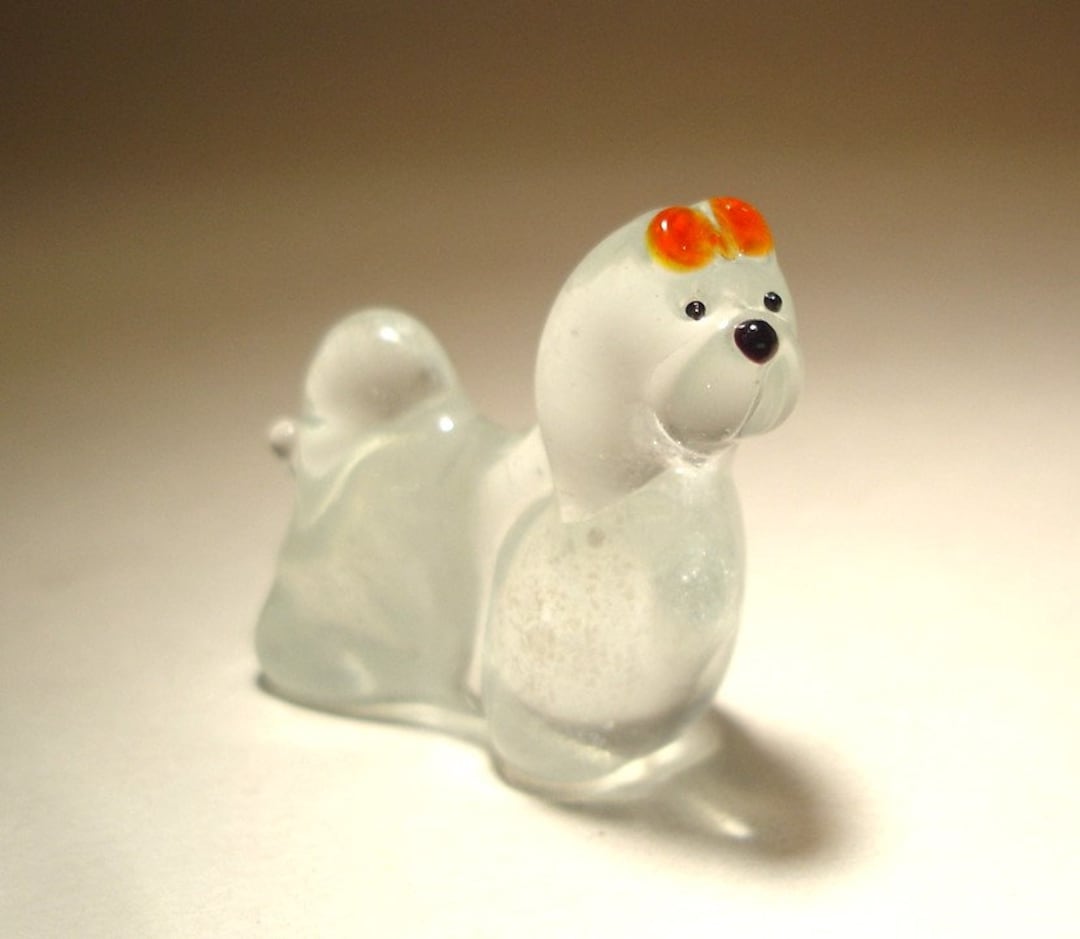 Handmade Blown Glass Clear and White Dog MALTESE Figurine - Etsy