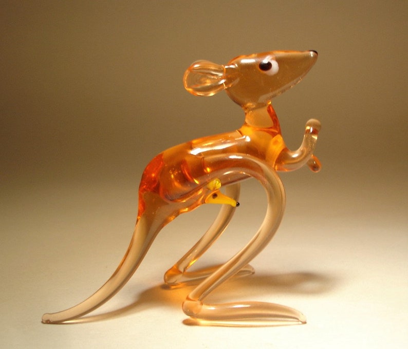 Handmade Blown Glass Art Figurine Animal KANGAROO With a Baby - Etsy