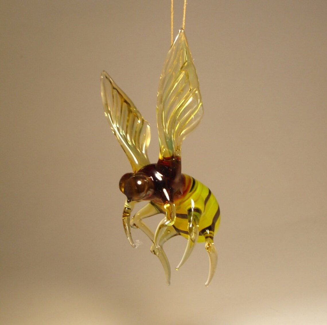Blown Glass Art Animal Figurine Insect Striped Wasp Bee - Etsy