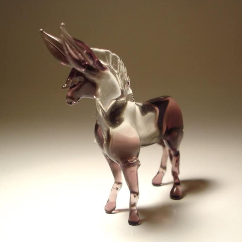 Blown Glass Donkey Figurine - Handmade Art Animal Mule Statue - Etsy
