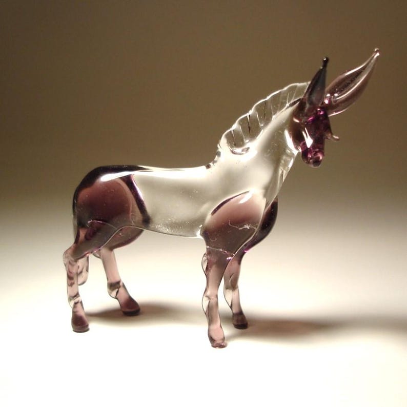 Blown Glass Donkey Figurine - Handmade Art Animal Mule Statue - Etsy