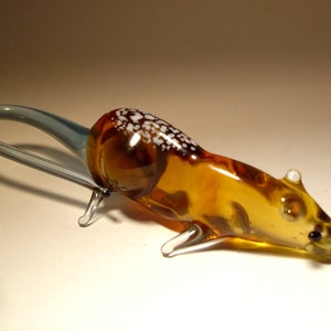 Handmade Blown Glass Art Figurine Animal Brown Mouse RAT - Etsy