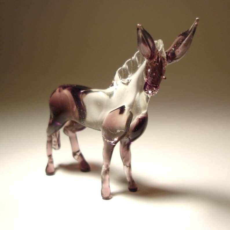 Blown Glass Donkey Figurine - Handmade Art Animal Mule Statue - Etsy