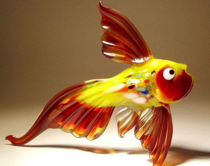 Handmade Blown Glass Art Figurine Dark Red and Yellow Exotic - Etsy