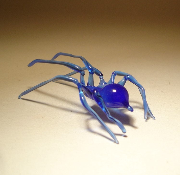 Handmade Blown Glass Figurine Art Insect Small Blue SPIDER - Etsy