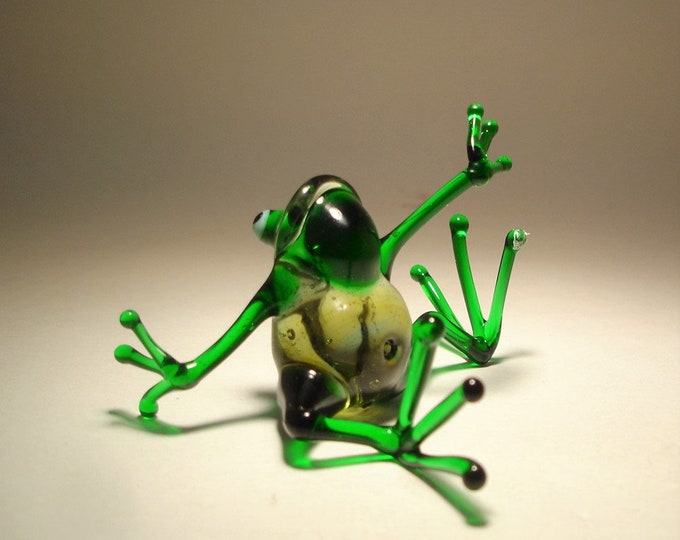 Blown Glass Art Figurine Green Dancing Frog 1 - Etsy
