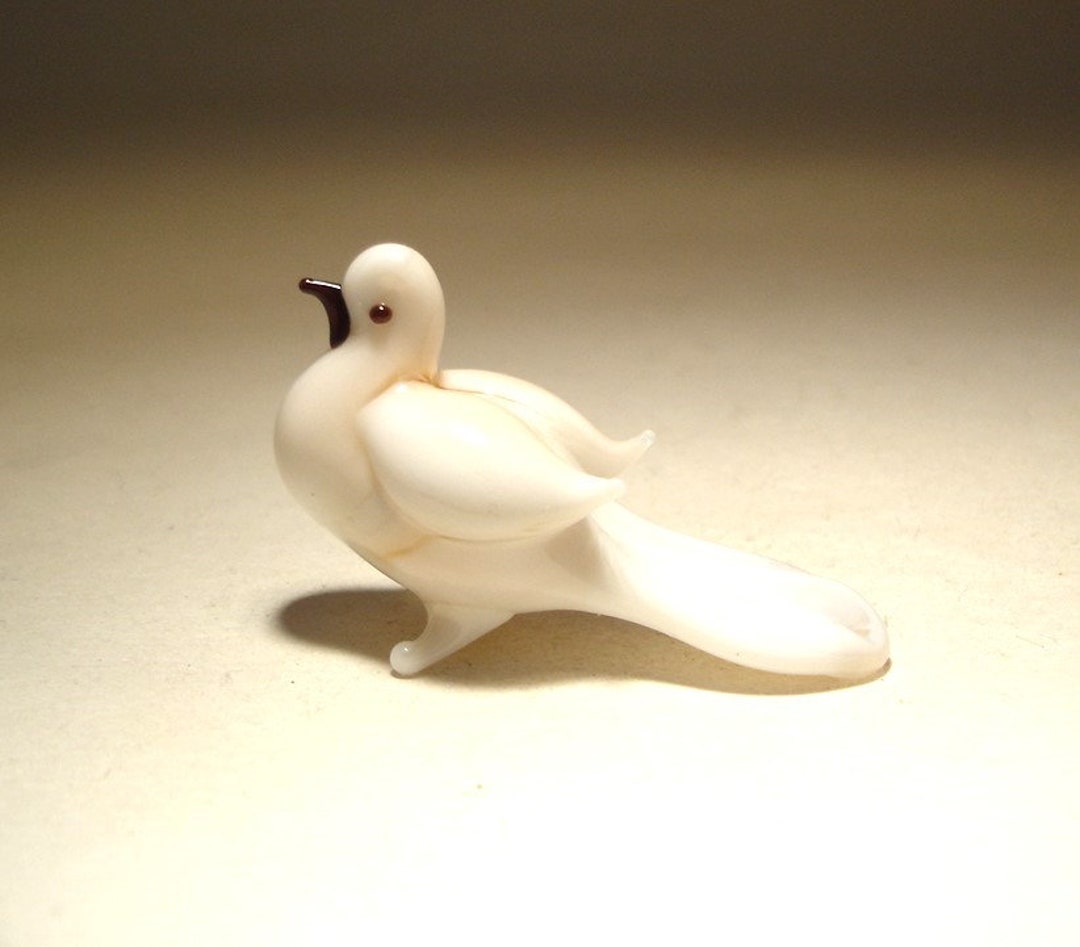 Handmade Blown Glass Small Figurine White Pigeon Dove Bird - Etsy