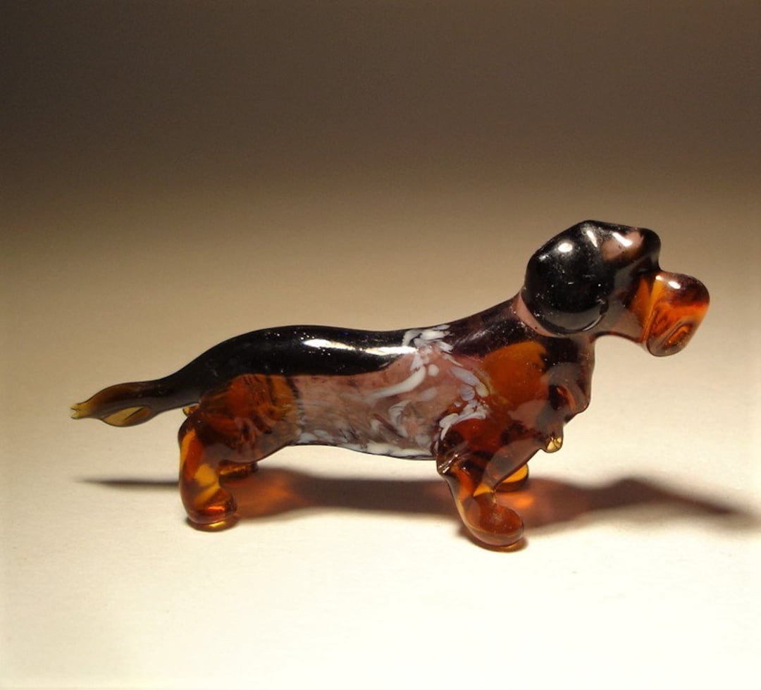 Handmade Blown Glass Dog Wire-haired Black Wiener DACHSHUND Figurine - Etsy