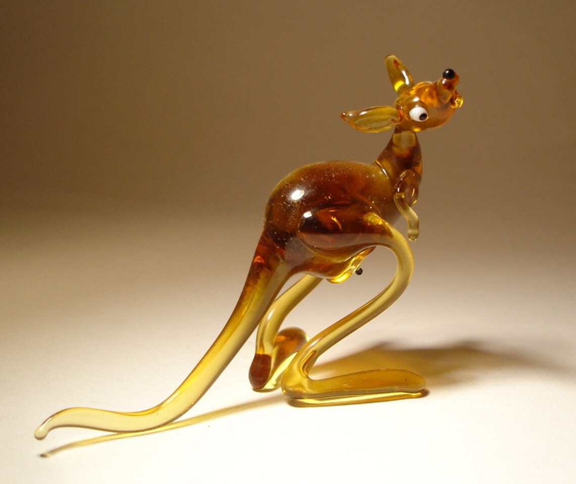 Handmade Blown Glass Art Figurine Animal KANGAROO With a Baby | Etsy