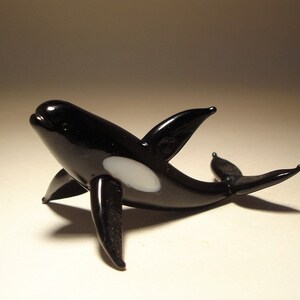 Handmade Blown Glass Art Figurine Black and White ORCA Killer - Etsy