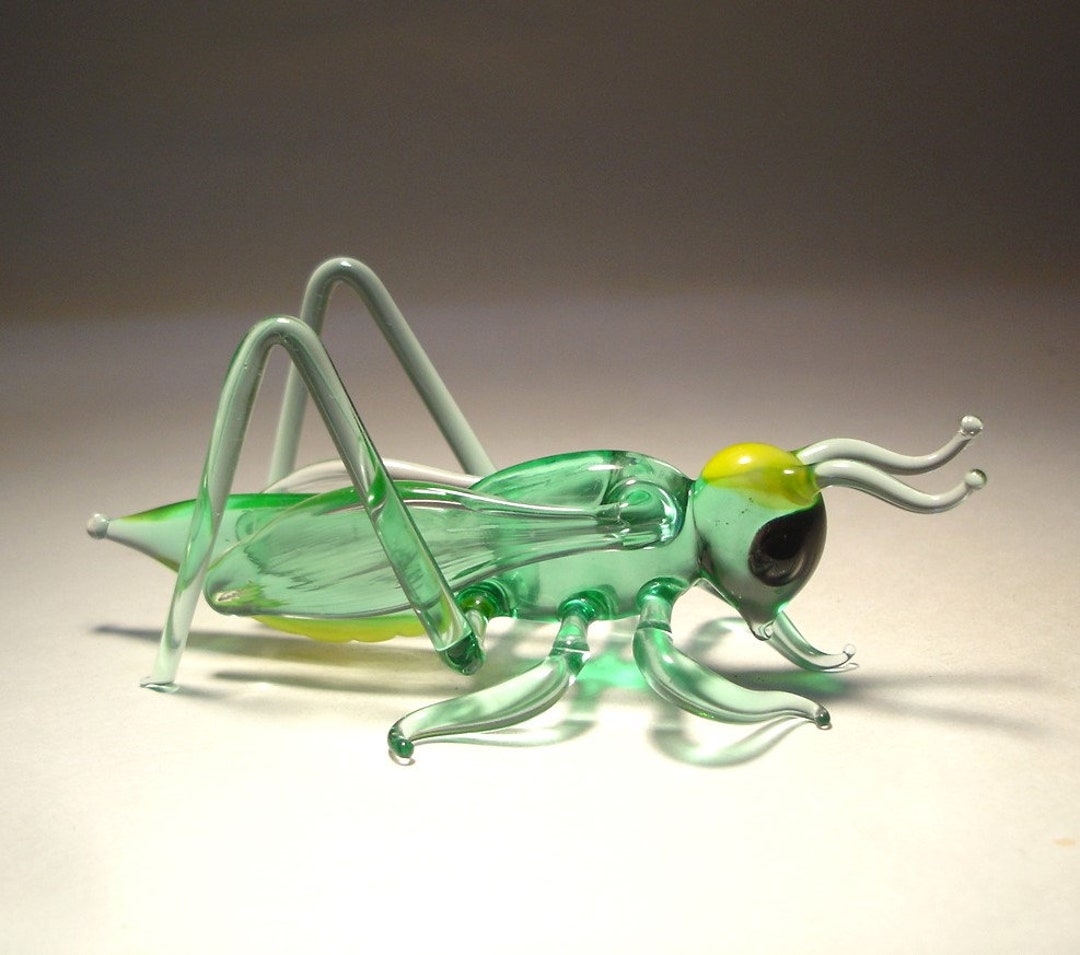 Handmade Blown Glass Art Figurine Green Insect Cricket Grasshopper - Etsy
