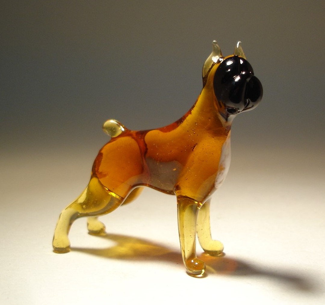 Blown Glass Boxer Dog Figurine - Handmade Collectible Animal Art - Etsy