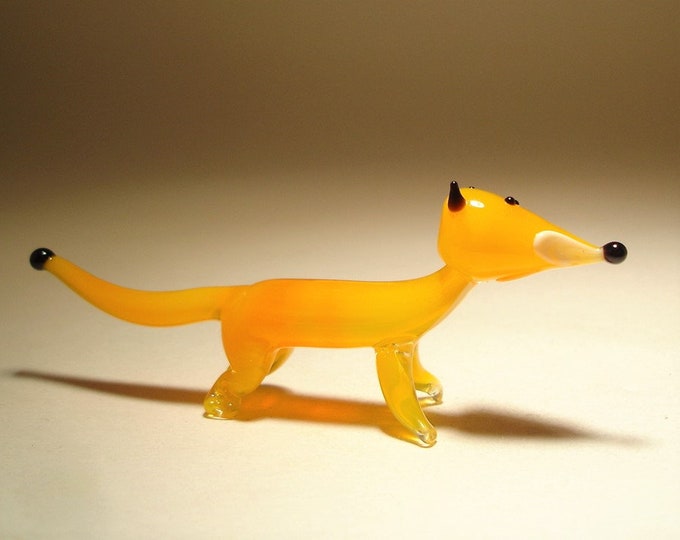 Handmade Blown Glass Small Animal Figurine Orange FOX - Etsy