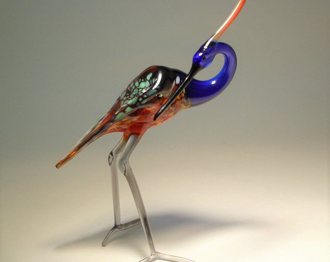 Handmade Blown Glass Art Blue HERON Bird With a Head Turned - Etsy