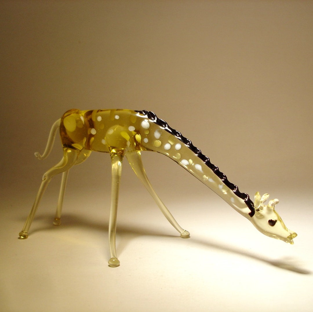 Glass GIRAFFE Handmade Art Blown Glass Animal Figurine Drinking Water ...