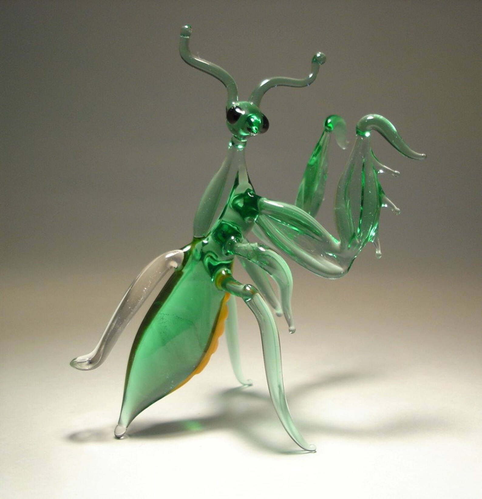 Blown Glass Art Figurine Green Insect PRAYING MANTIS - Etsy