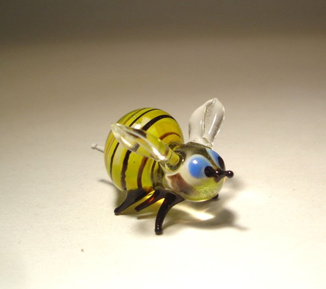 Handmade Blown Glass Figurine Art Insect Small Yellow Striped BEE - Etsy