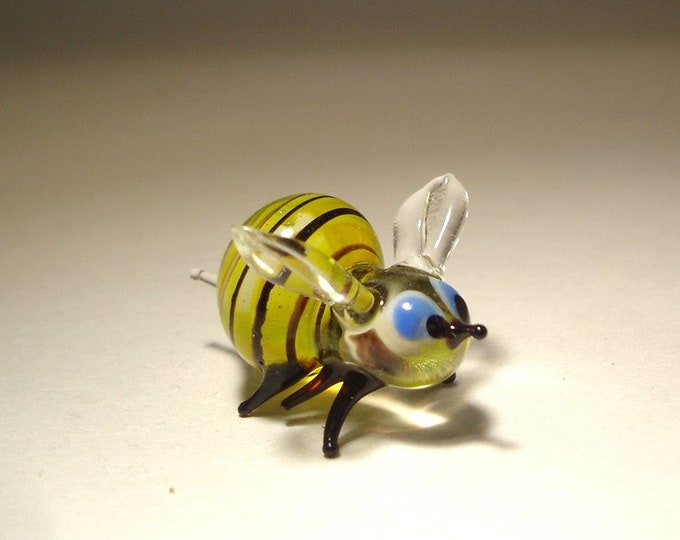 Handmade Blown Glass Figurine Art Insect Small Yellow Striped BEE - Etsy