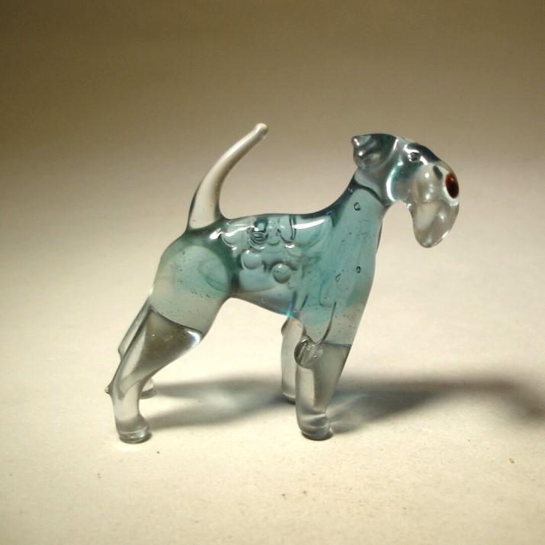 Handmade Blown Glass Dog Kerry Blue Terrier Figurine - Etsy