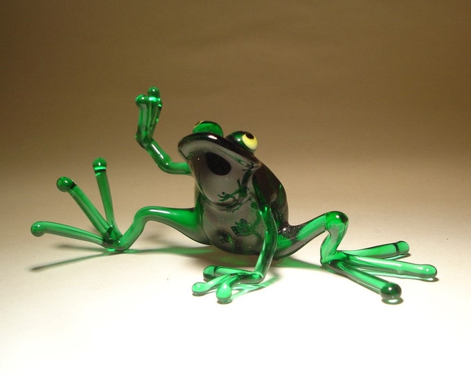 Blown Glass Art Figurine Green Dancing Frog 1 - Etsy