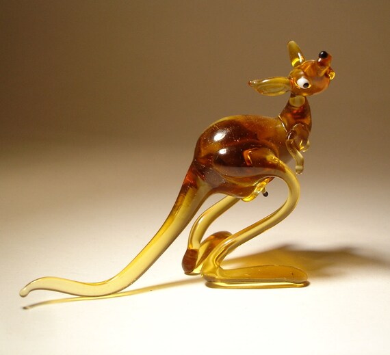 Handmade Blown Glass Art Figurine Animal KANGAROO With a Baby | Etsy
