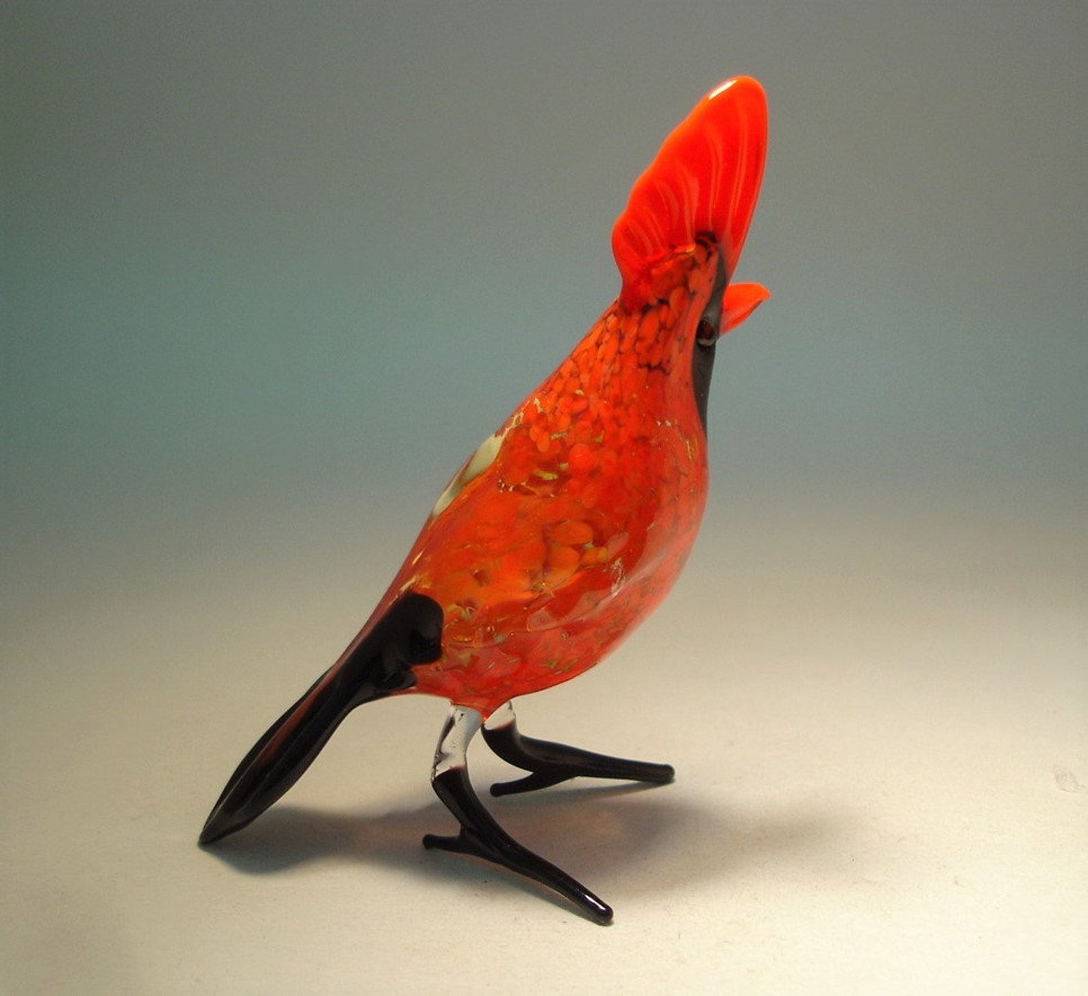 Handmade Blown Glass Art Figurine Red Bird CARDINAL - Etsy