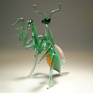 Blown Glass Art Figurine Green Insect PRAYING MANTIS - Etsy