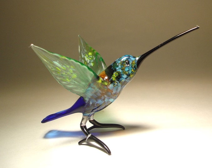 Handmade Blown Glass Figurine Art Bird Blue and Green - Etsy