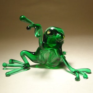 Blown Glass Art Figurine Green Dancing Frog 1 - Etsy